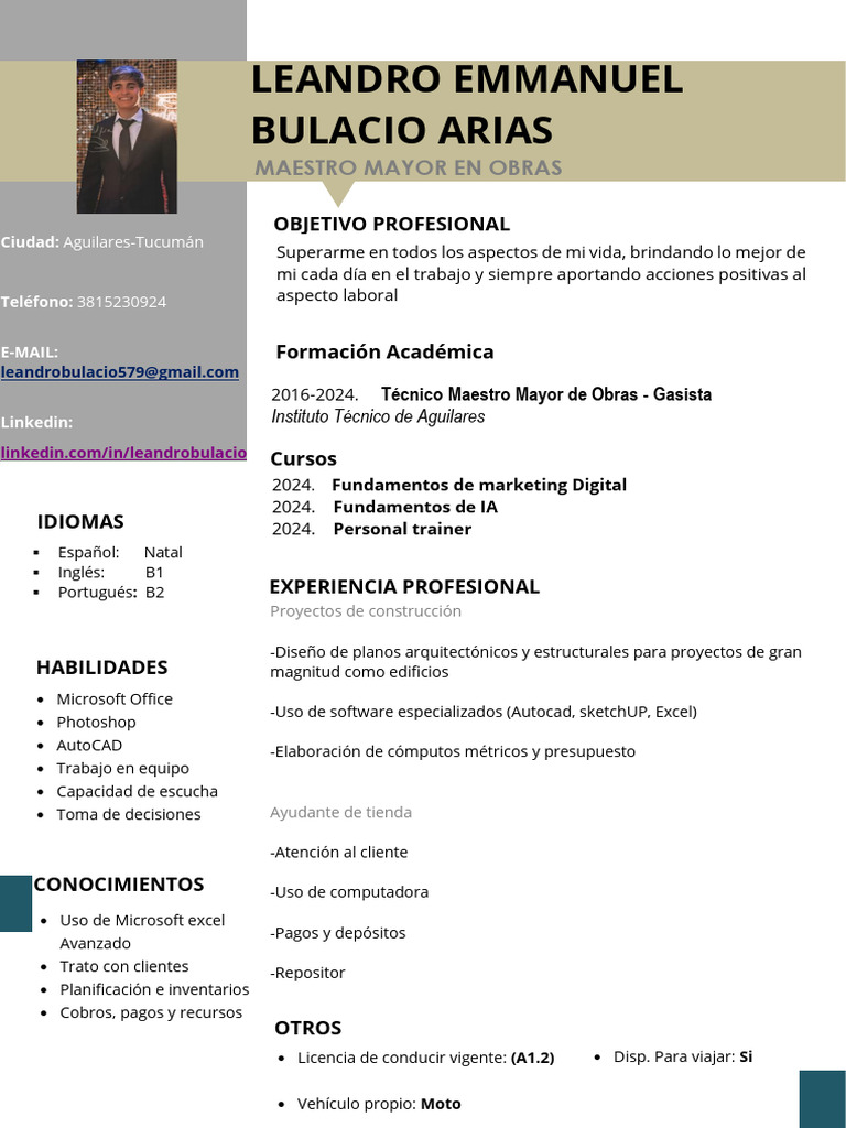 CV Leandro Emmanuel Bulacio Arias | PDF