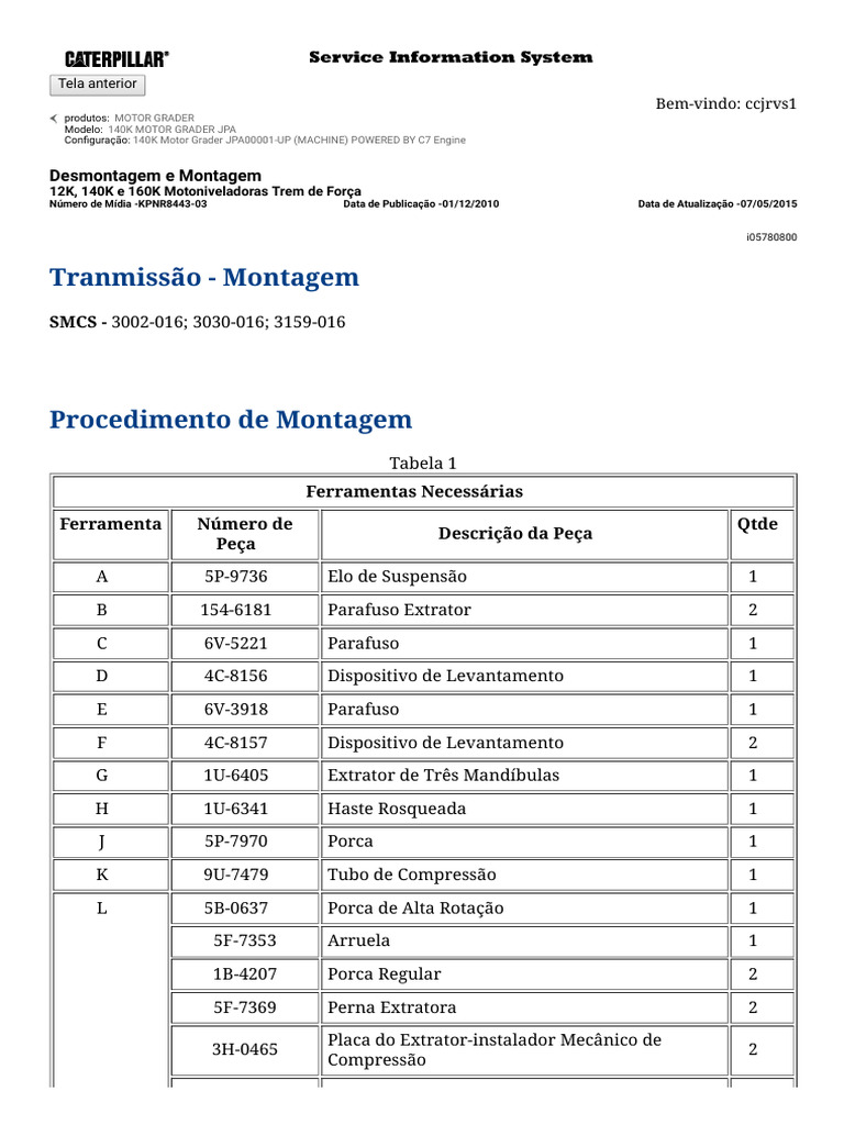 Montagem Transmissão 140K Motor | PDF | Engrenagem | Eixo