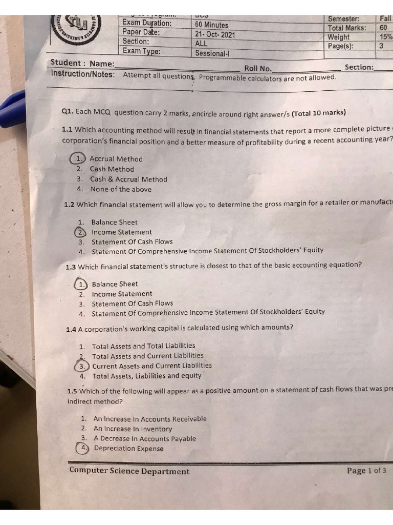 2021 - Sessional 1 - Fall - A&F | PDF
