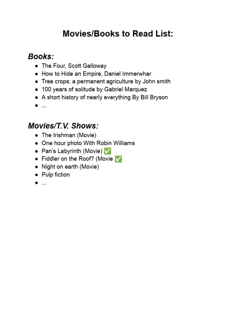 Books To Read List: PDF | PDF