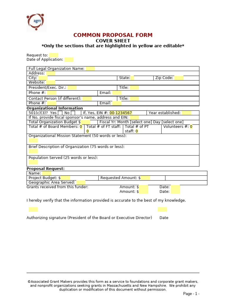 Grant Proposal Submission Form | PDF