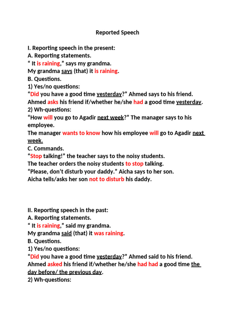 Mastering Reported Speech Techniques | PDF