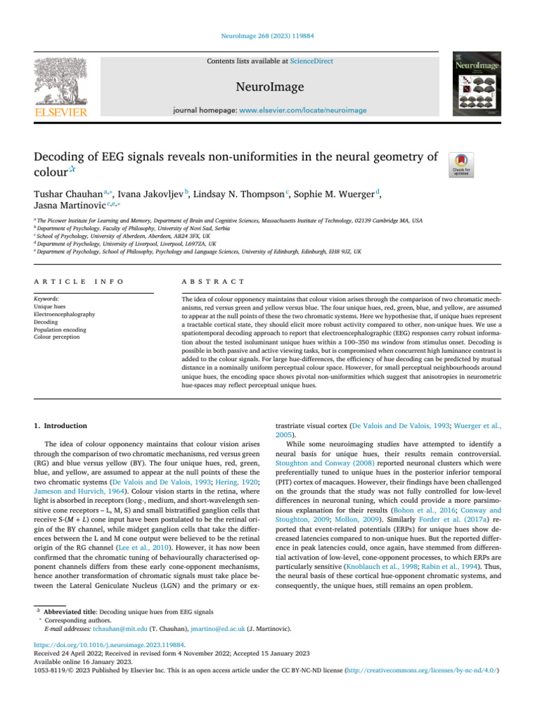 Decoding of EEG Signals Reveals Non Uniformities in The Neural - 2023 - NeuroIm | PDF | Vision ...