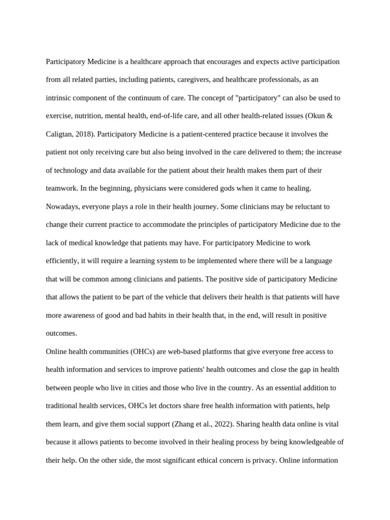 Participatory Medicine Is A Healthcare Approach That Encourages and ...