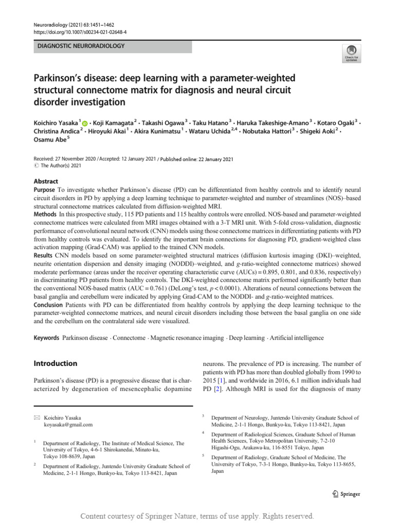 Parkinsons Disease Deep Learning With A Parameter | PDF | Deep Learning | Matrix (Mathematics)