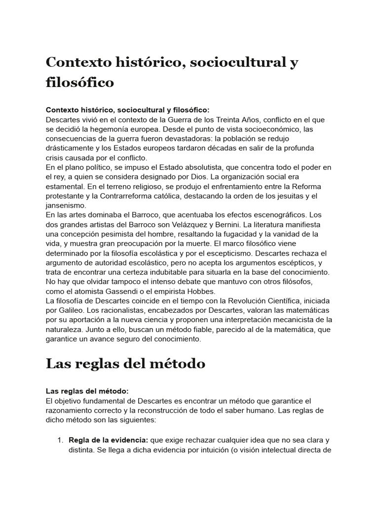 Descartes: Método y Filosofía | PDF | René Descartes | Método científico