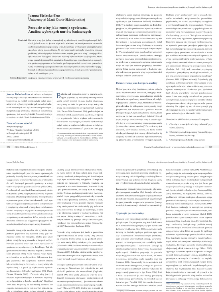 PSJ - 9 - 2 - Bielecka-Prus - PDF Wina I Wstyd | PDF