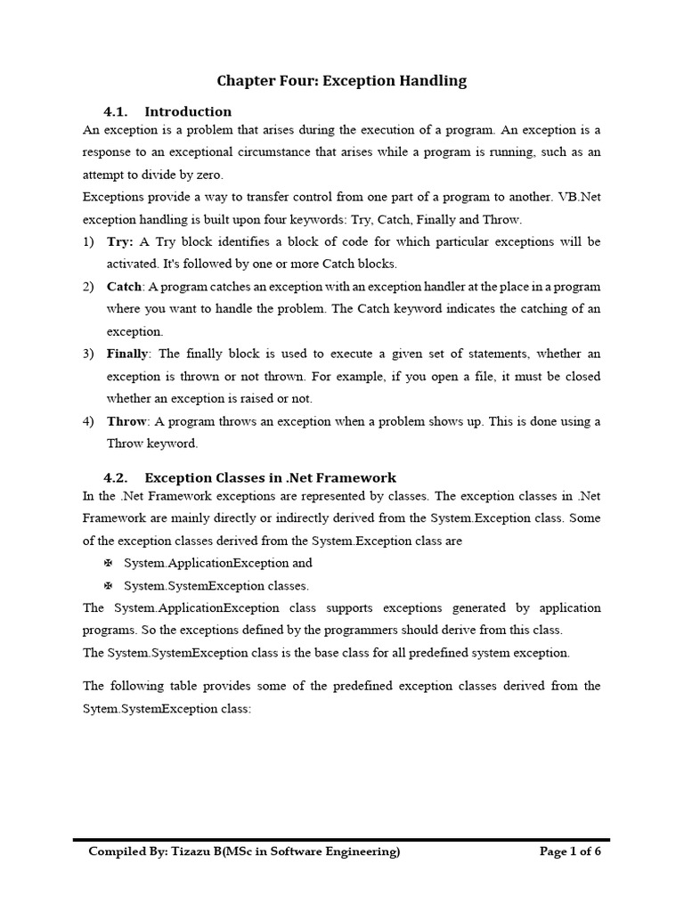 Chapter 4 Exception Handling (1) | PDF | Computer File | Computer ... Chapter 4 Exception Handling (1) | PDF | Computer File | Computer ...