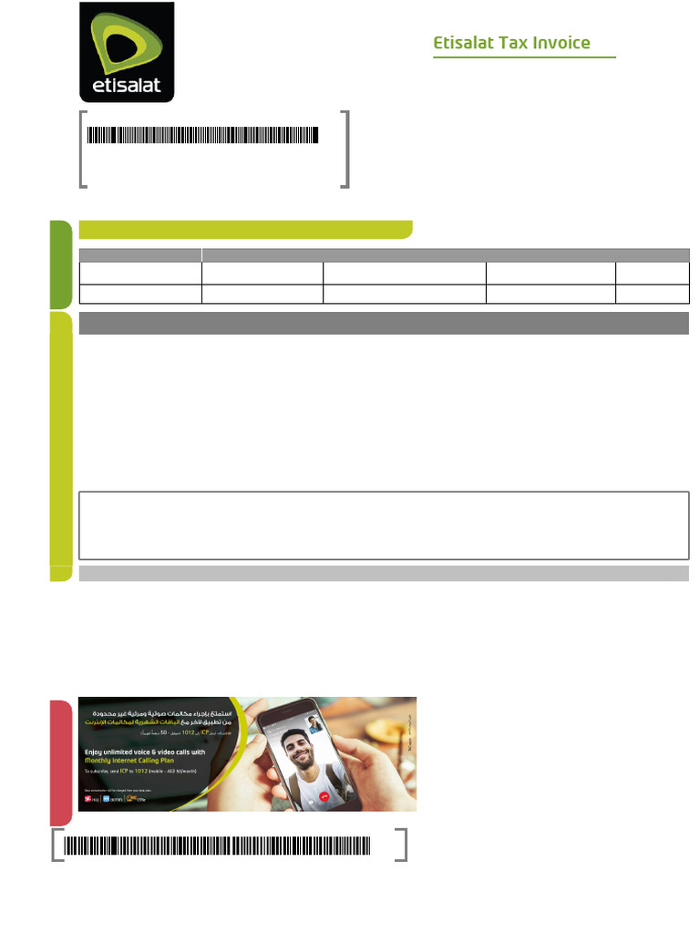 Etisalat Invoice Summary: Sept 2019 | PDF | United Arab Emirates ...