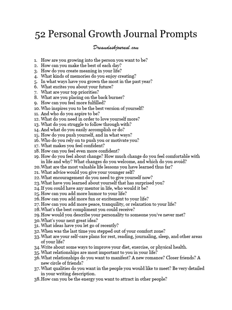 Personal Growth Journal Prompts - Compressed | PDF | Psychology ...
