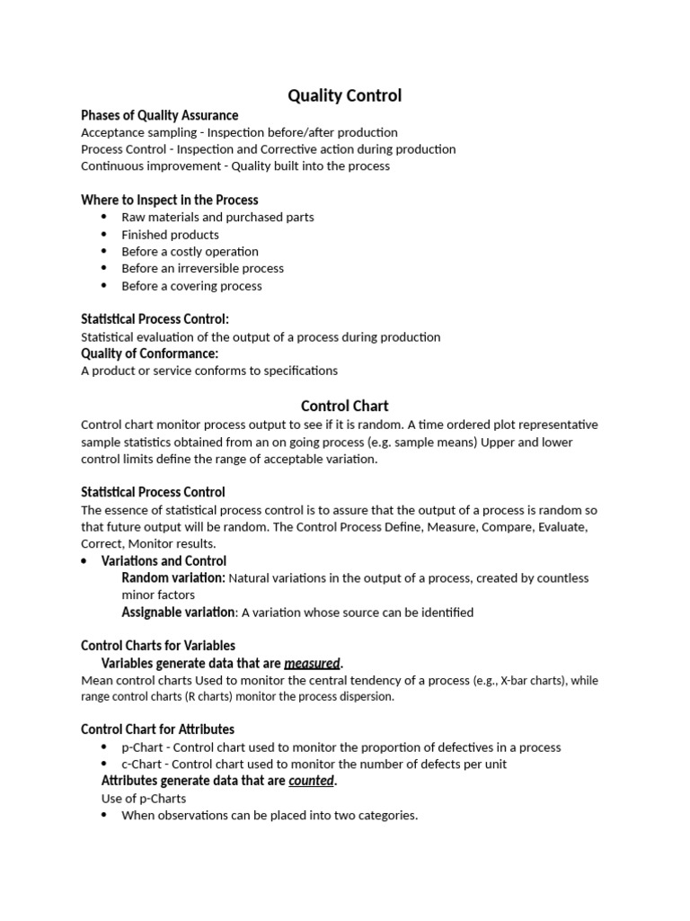 Quality Control Pdf Statistics Sampling Statistics