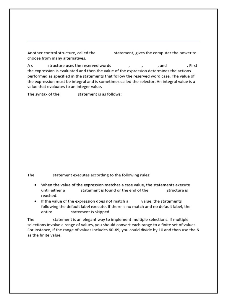 Lab 4 7 Using The Switch Selection Control Structure Pdf Flooring Control Flow