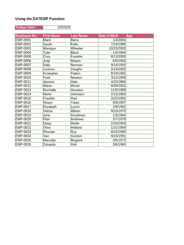 06 06 Dates Difference With Datediff | PDF