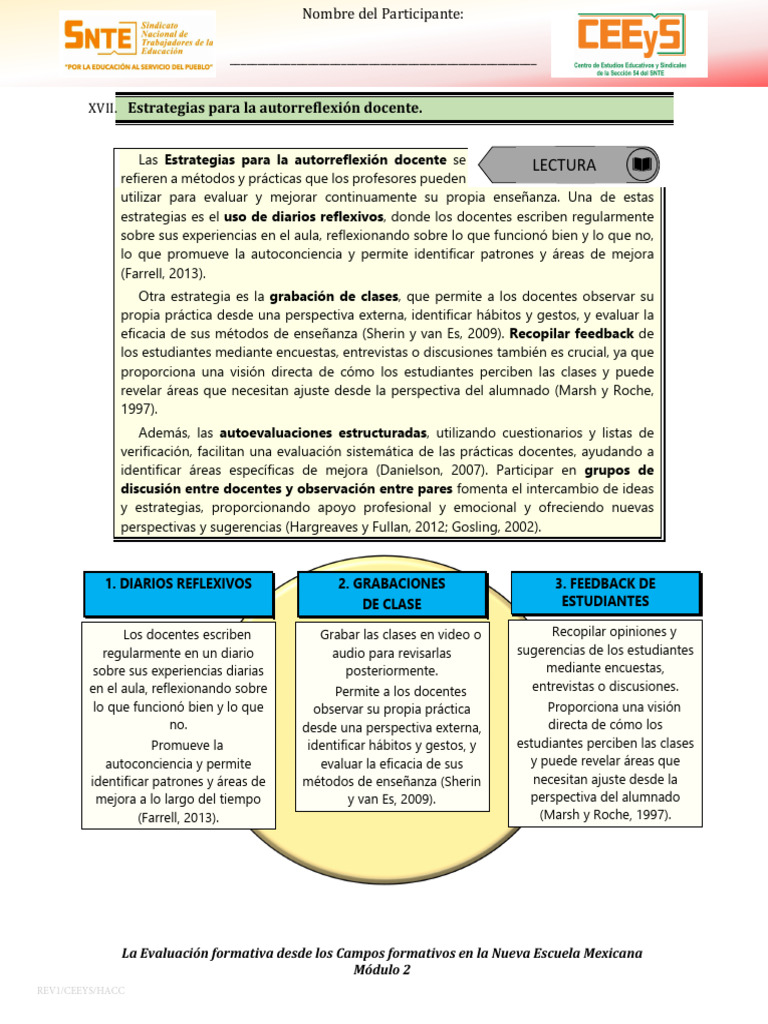 FICHA Estrategias para La Autorreflexión Docente | PDF | Evaluación ...