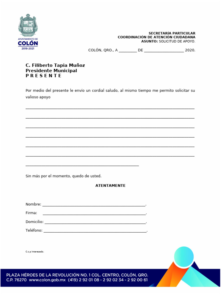 Formato de Solicitud de Apoyo | PDF