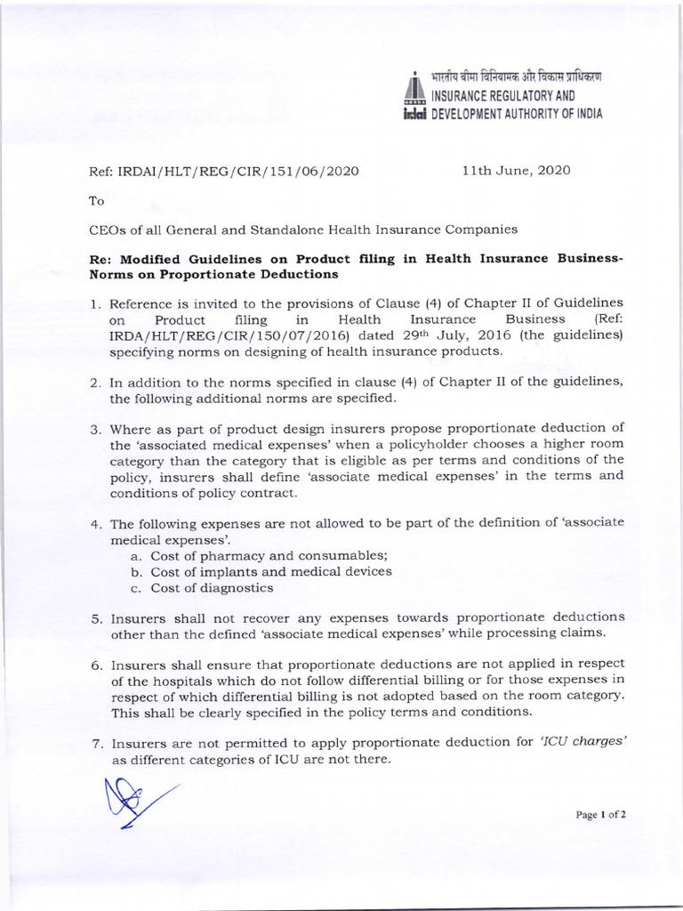 Modified Guidelines On Product Filing in Health Insurance Business ...