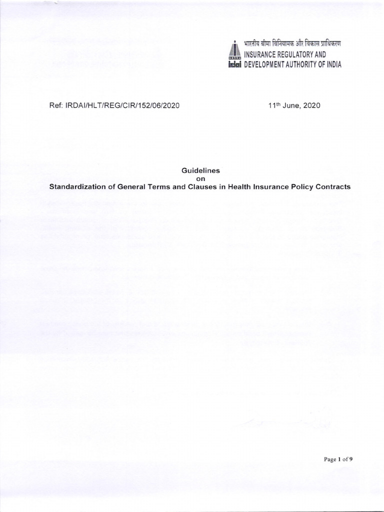 Guidelines on Standardization of General Terms and Clauses in Health ...