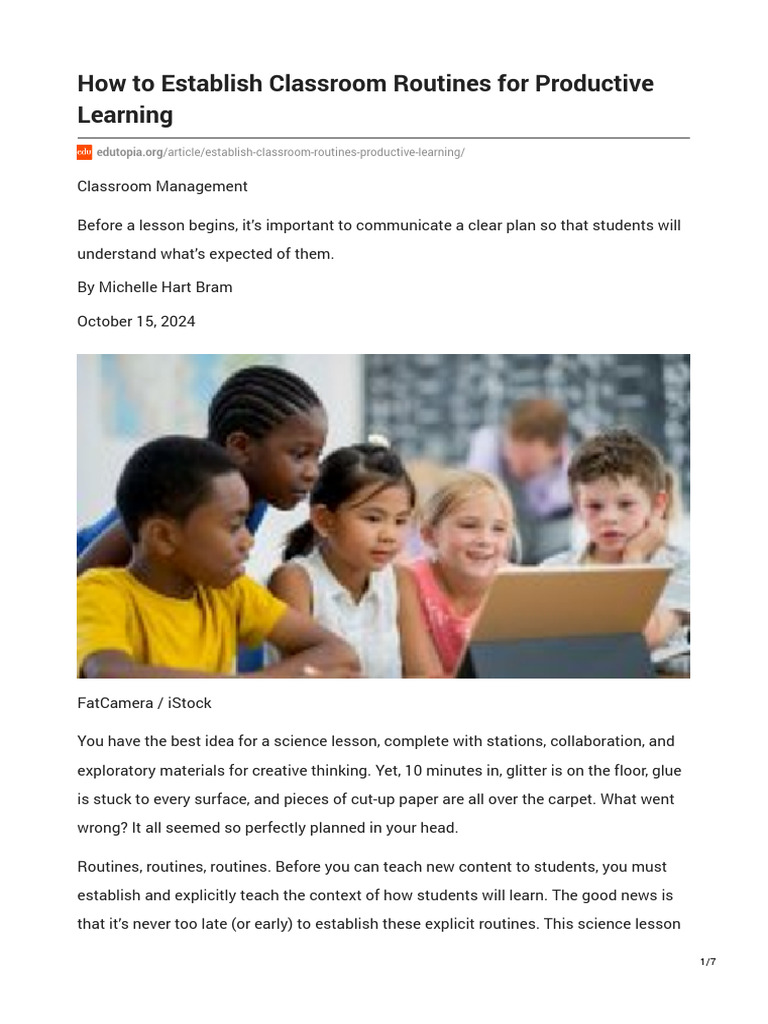 edutopia.org-How to Establish Classroom Routines for Productive ...