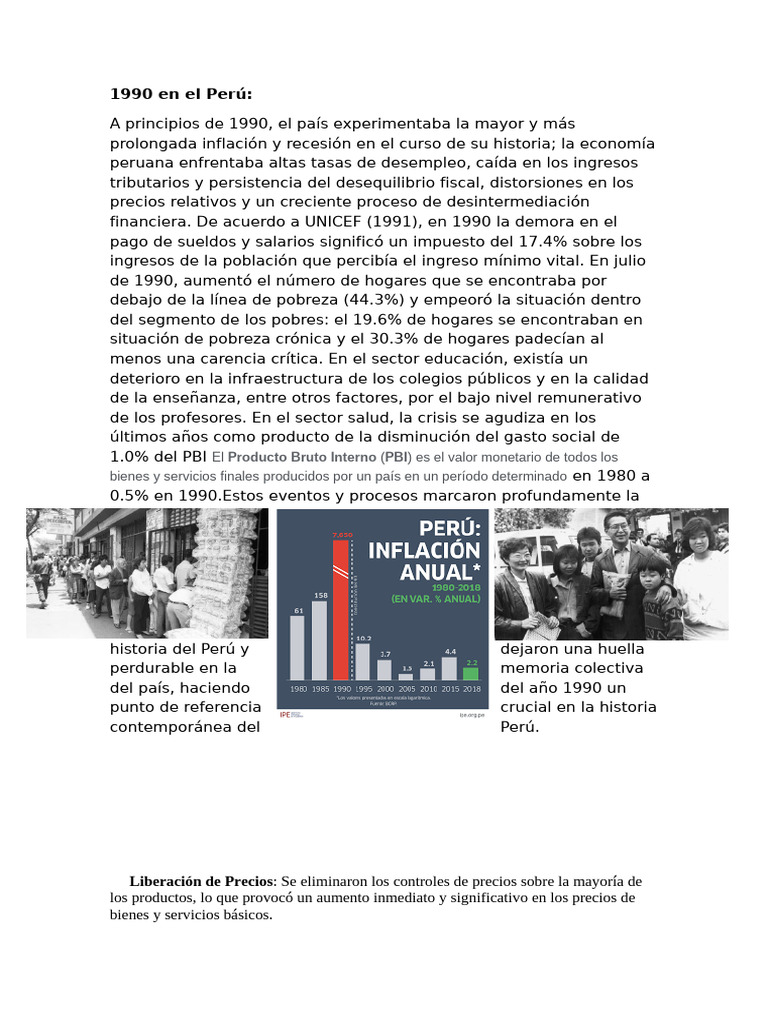 Crisis Económica y Fujishock 1990 Perú | PDF | Producto Interno Bruto ...