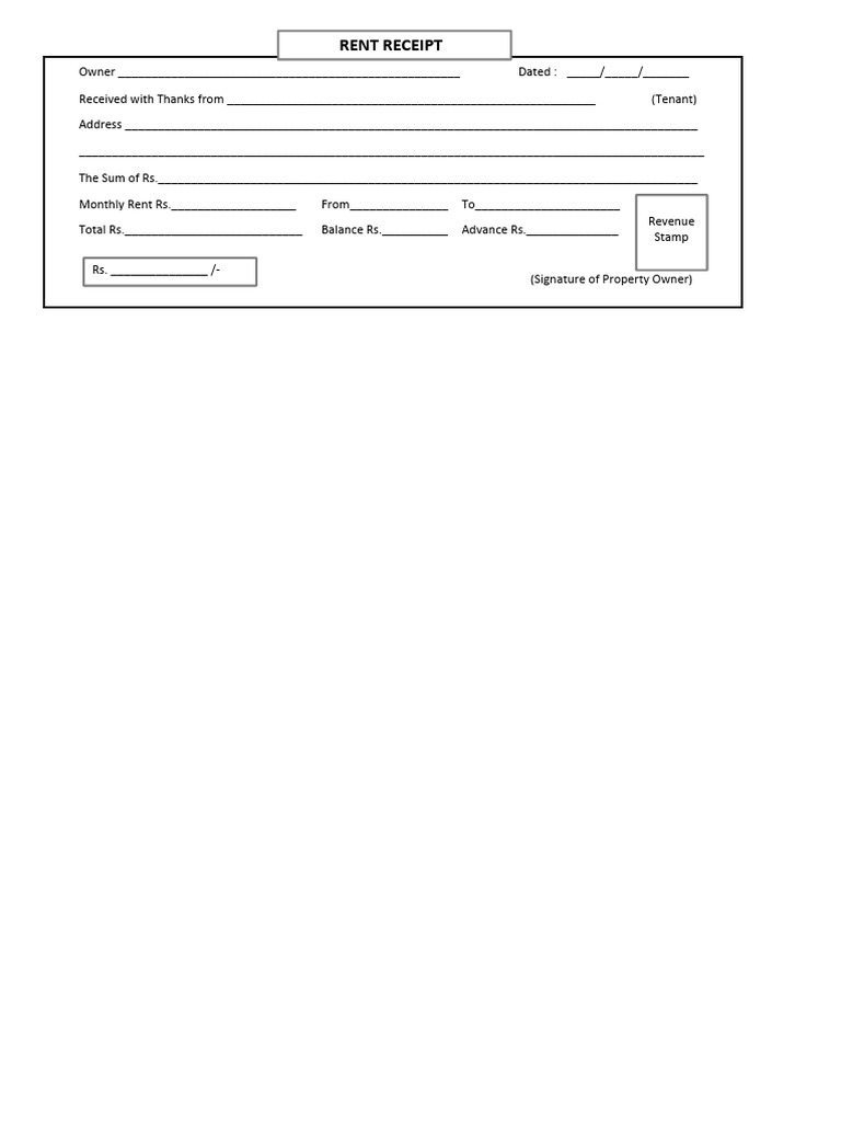 Rent Receipt Template for Tenants | PDF