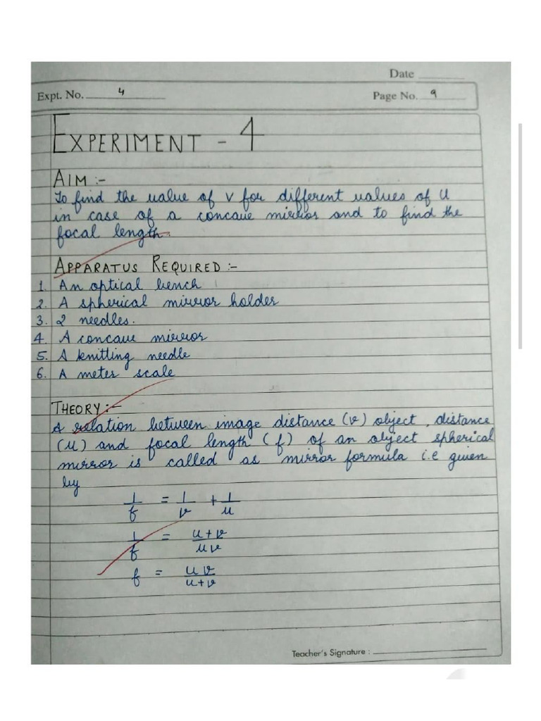 To find the value of v for different values of u in case of a concave mirror and to find the ...