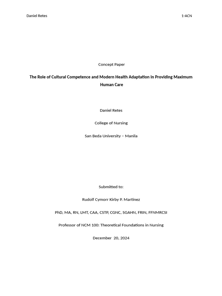Retes, Daniel - TaskA - The Role of Cultural Competence and Modern ...