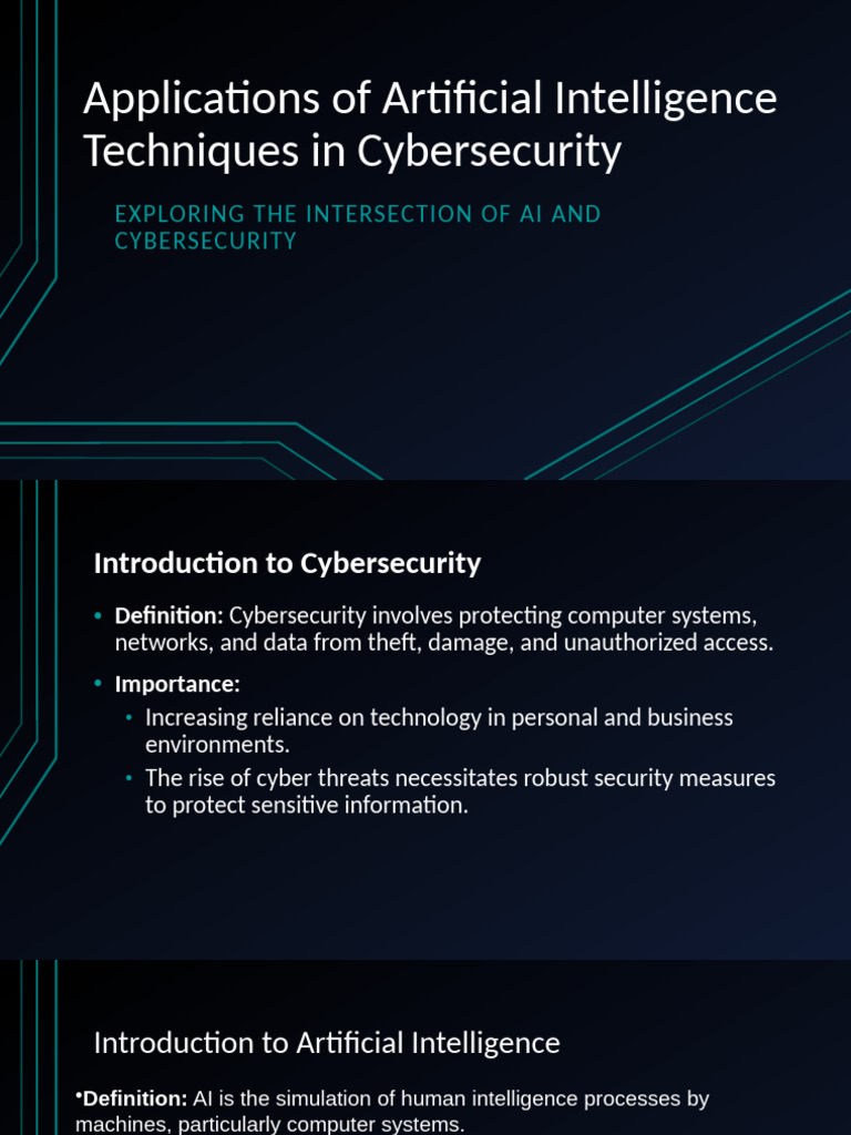 Applications of Artificial Intelligence Techniques in Cybersecurity ...