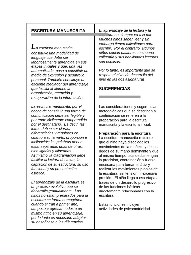 ESCRITURA MANUSCRITA | PDF | Handedness | Aprendizaje