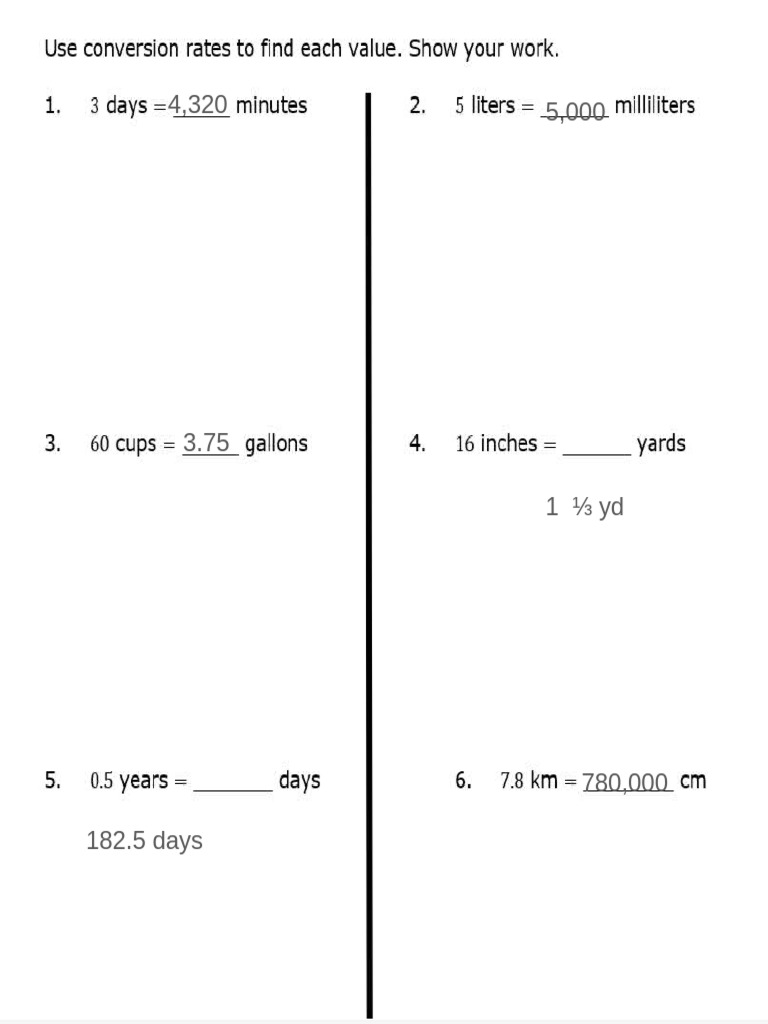 Converting Units Using Ratios | PDF