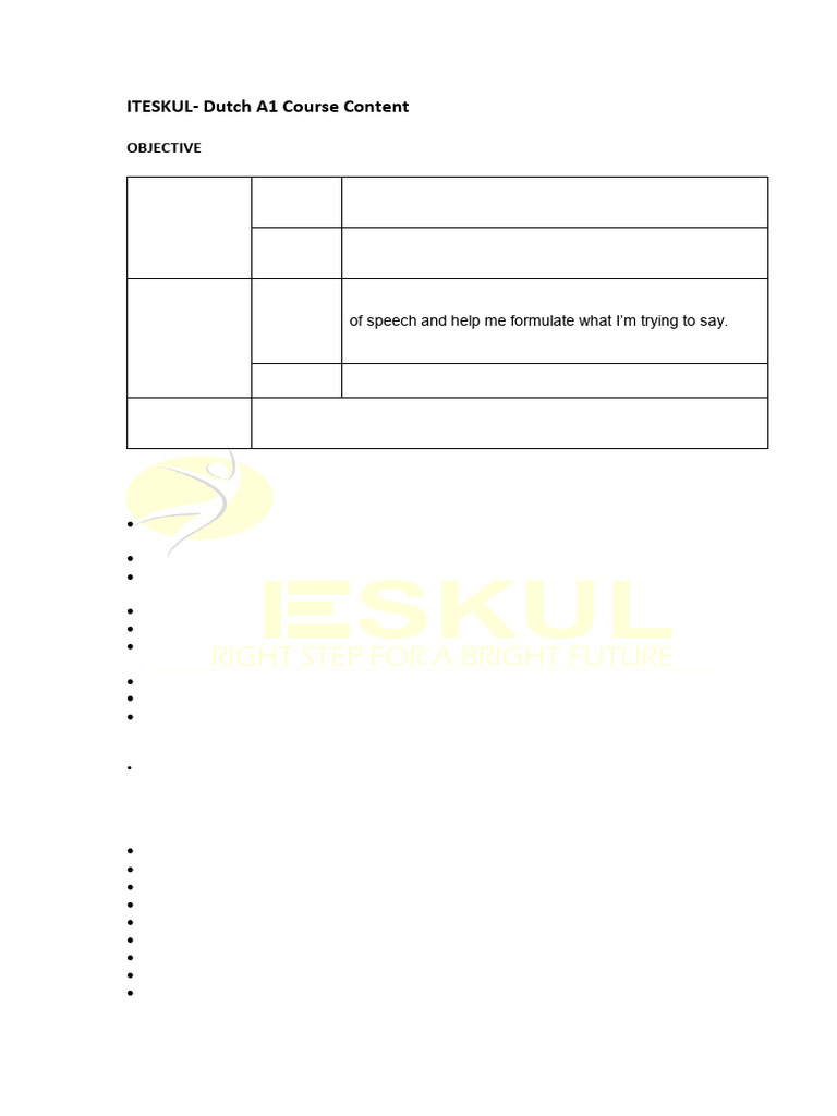 Dutch A1 Course: Grammar & Communication | PDF | Question | Verb