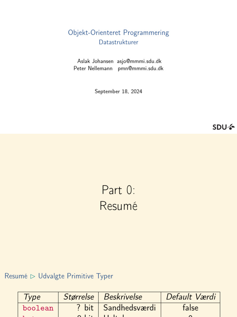 SDU SE OOP 2024 - Datastrukturer Presentation | PDF