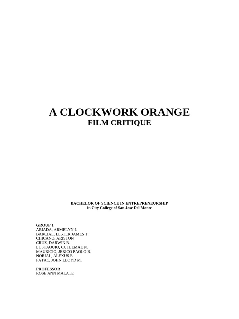 A Clockwork Orange Film Critique | PDF
