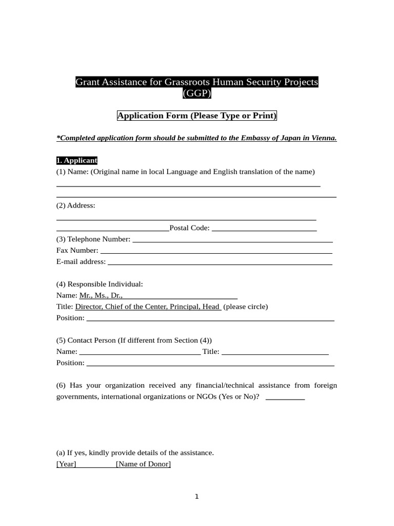 GGP_application_form | PDF | Non Governmental Organization