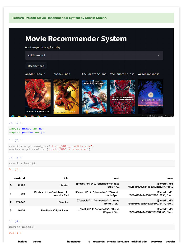 Movie Recommender System Overview | PDF | Action Films | Avatar (2009 Film)