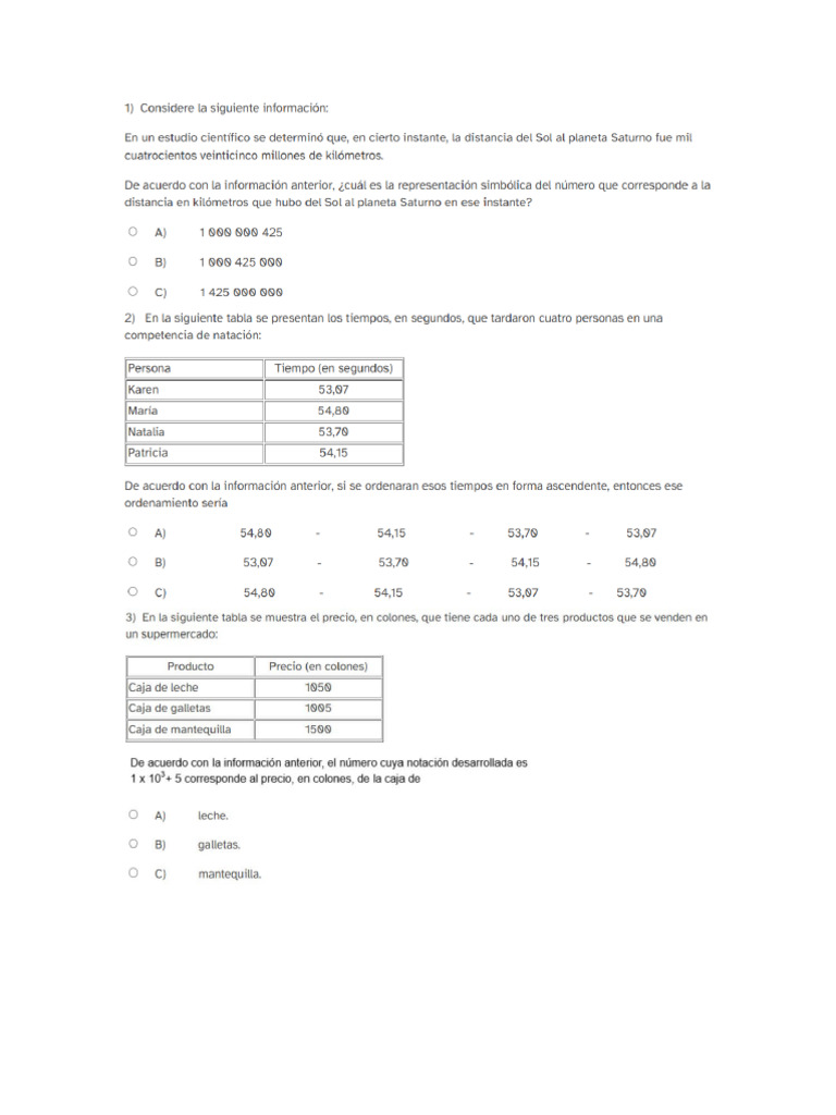 Practica de Mate Estandarizada 1 | PDF