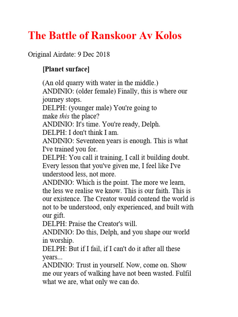 13e10 - The Battle of Ranskoor Av Kolos | PDF