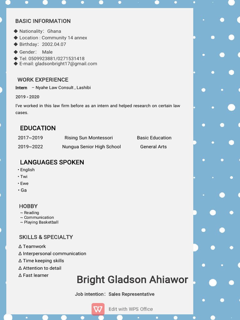 Bright Gladson | PDF