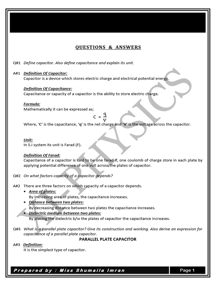 Chapter 9 Capacitors (1) | PDF | Capacitance | Capacitor