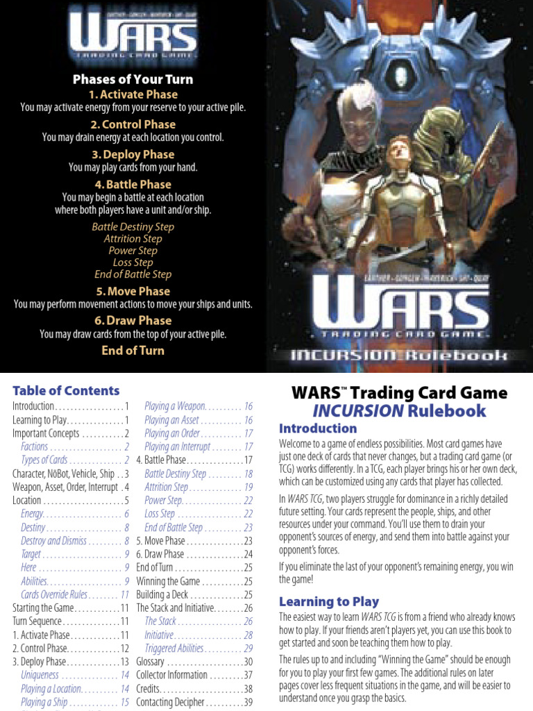 Decipher S Wars CCG 1 Incursion Starter Deck Rules | PDF | Battles