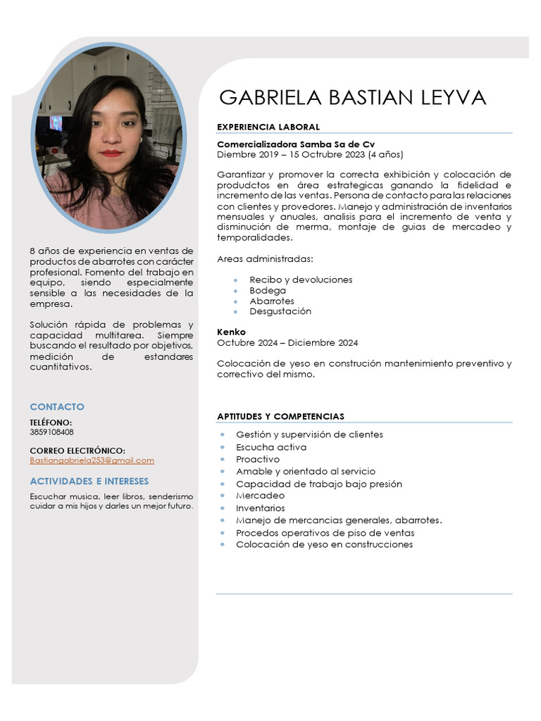 CV Gabriela | PDF | Business | Economias