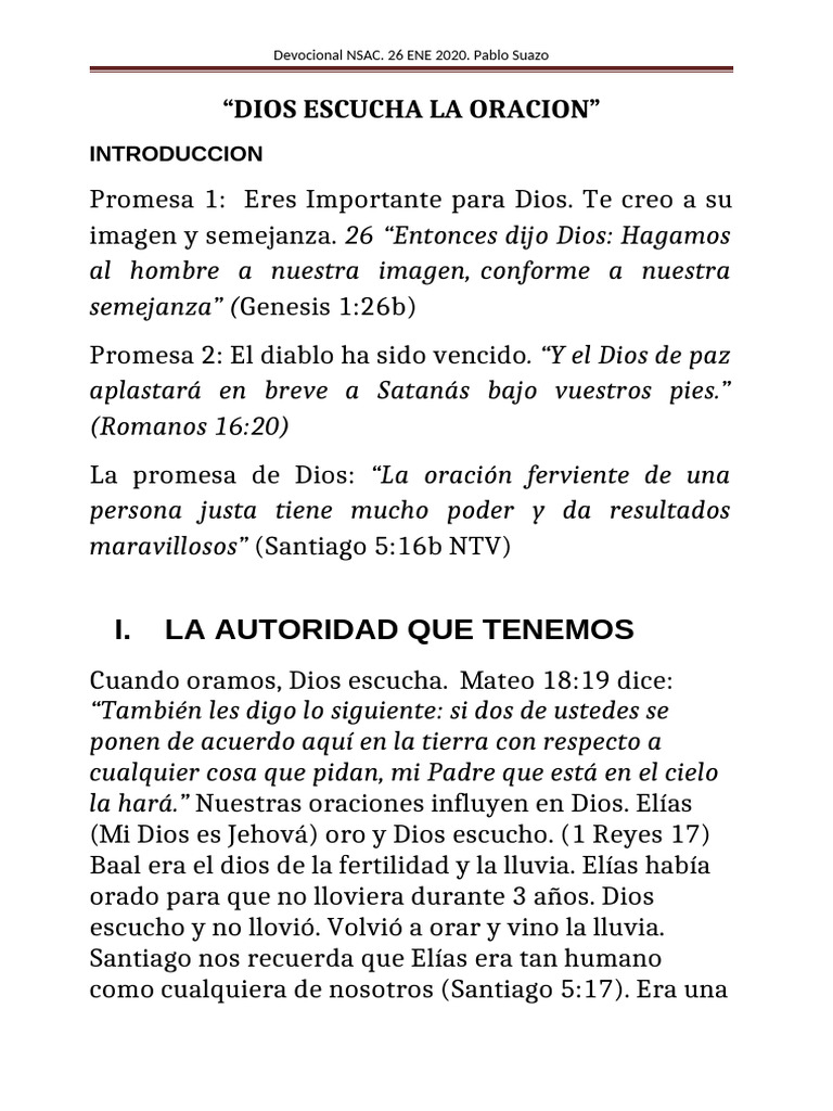 Dios Escucha La Oracion | PDF | Oración | Creencia religiosa y doctrina