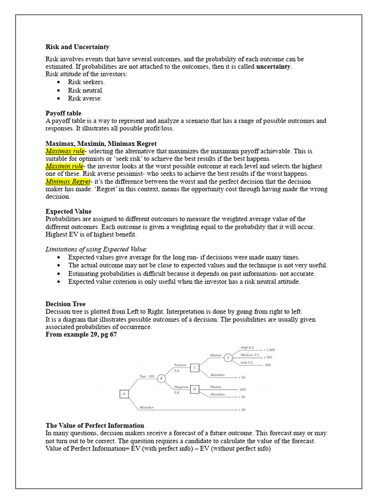 Performance Measurement Notes (Decision Making) | PDF | Risk | Economics