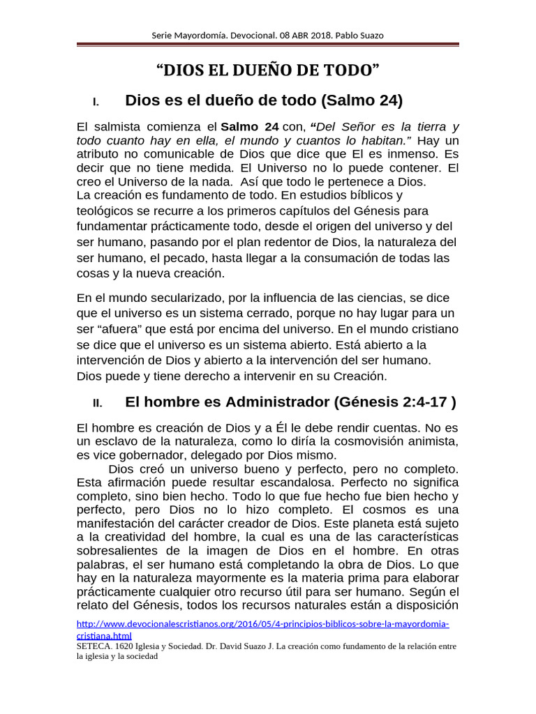 Dios El Dueño de Todo | PDF | Dios | Humano