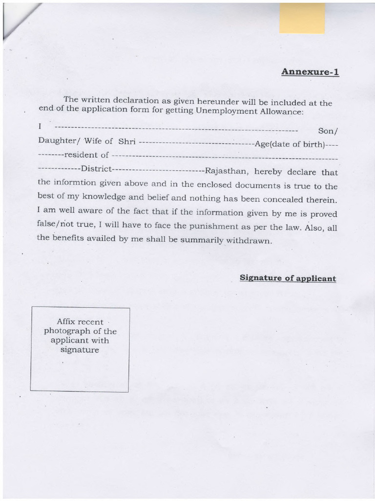 Berojgari Bhatta Application Form | PDF
