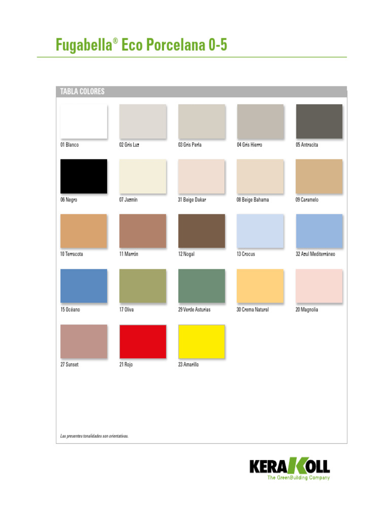 Colori Fugabella Eco Porcelana 0-5 Per Sito (Es) | PDF