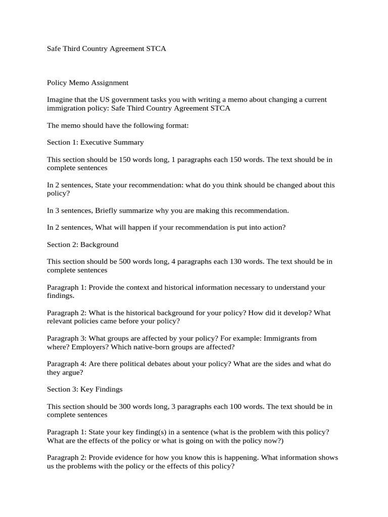 Safe Third Country Agreement STC1 | PDF | Memorandum | Paragraph