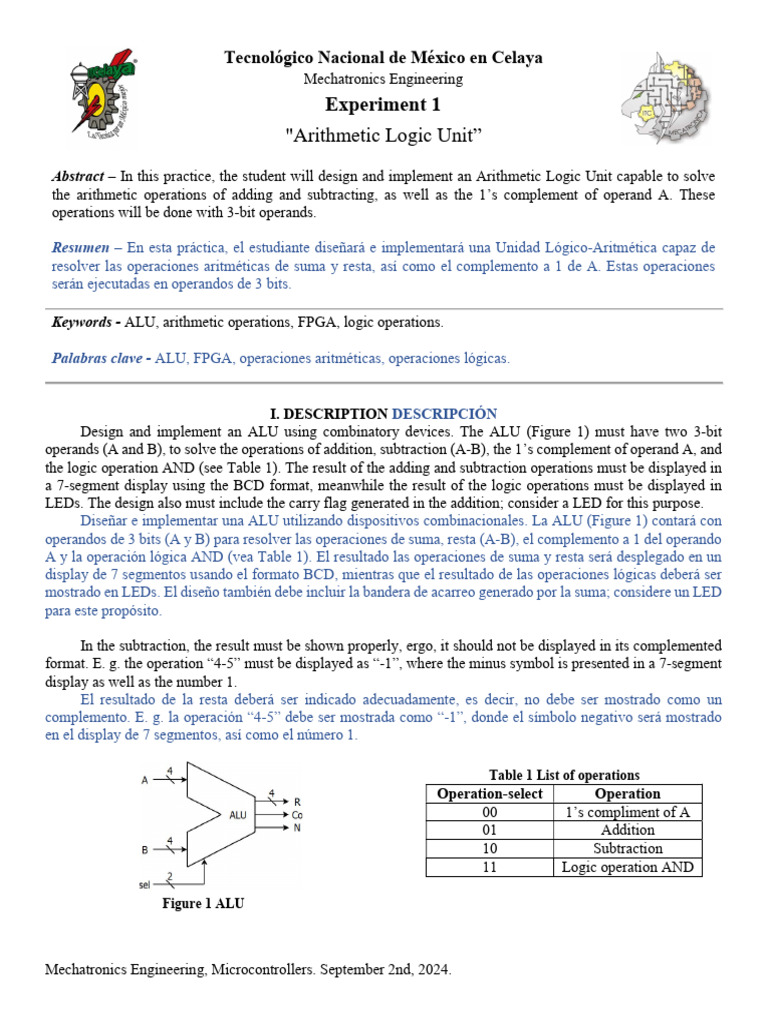 Exp01 ALU Merged | PDF | Electrónica digital | Unidad Central de procesamiento