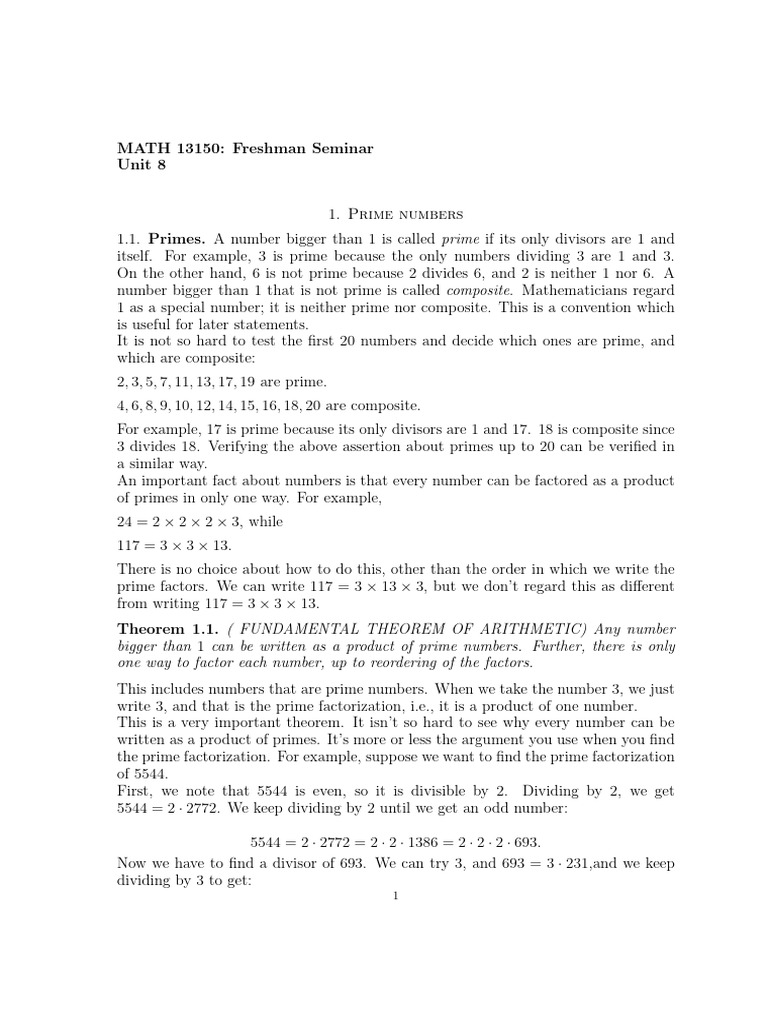 Unit 8 | PDF | Prime Number | Factorization