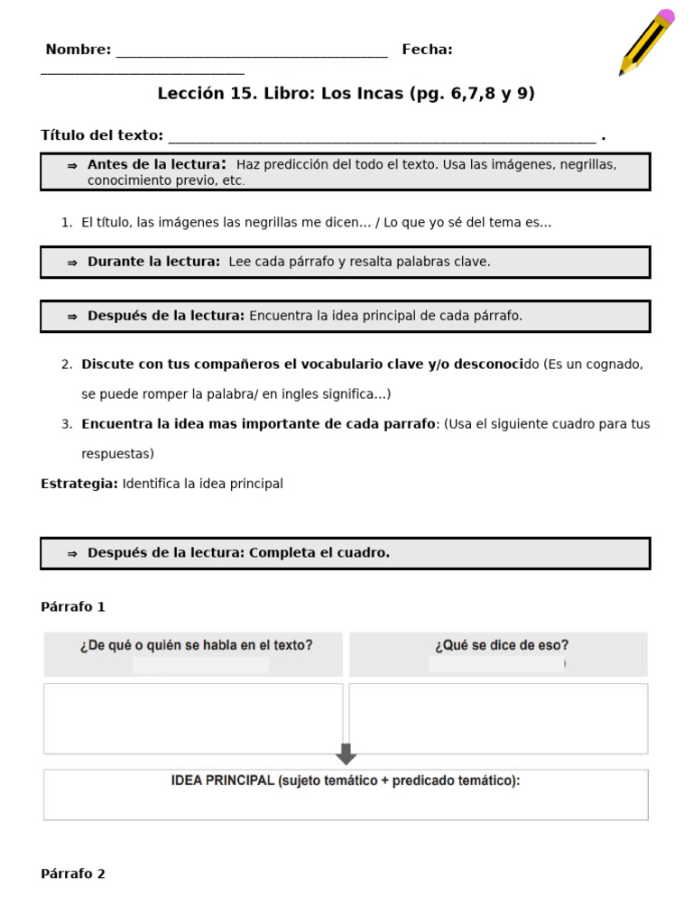 Estrategias de Lectura sobre los Incas | PDF