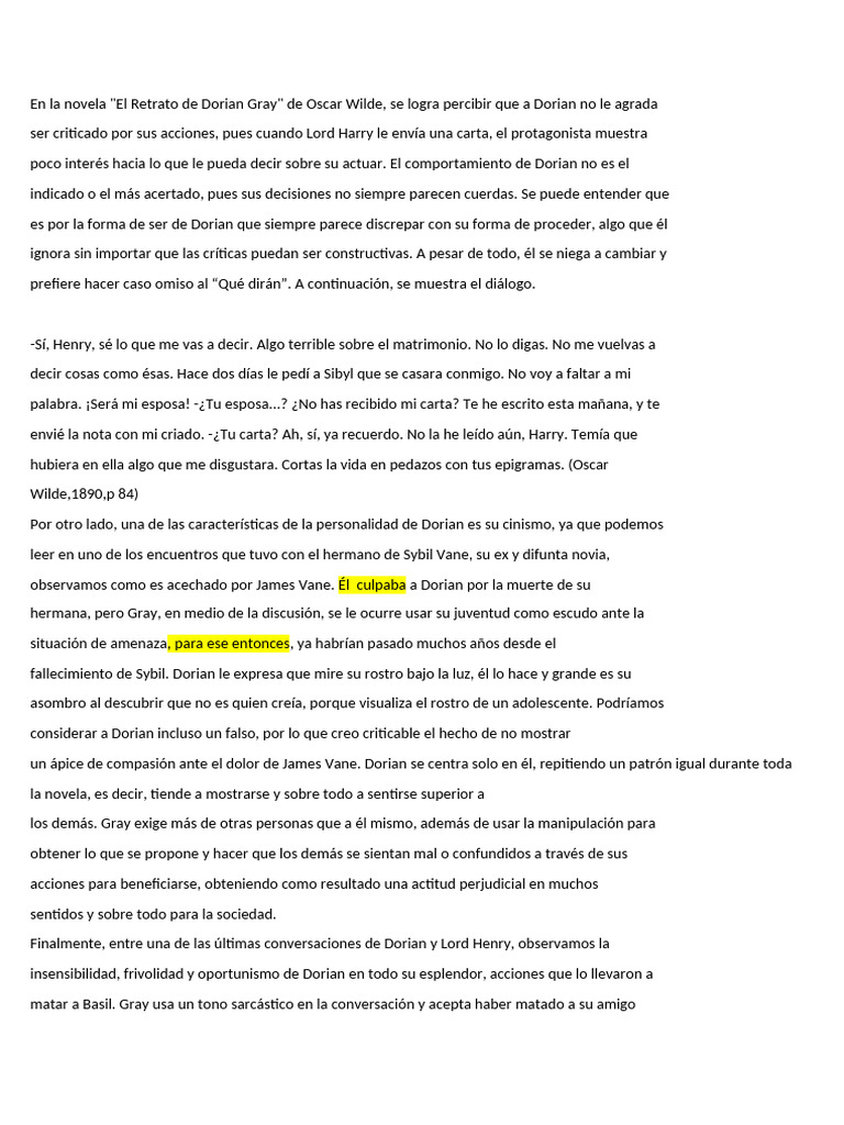 T4 Trabajo Comunicacion | PDF | La imagen de Dorian Gray
